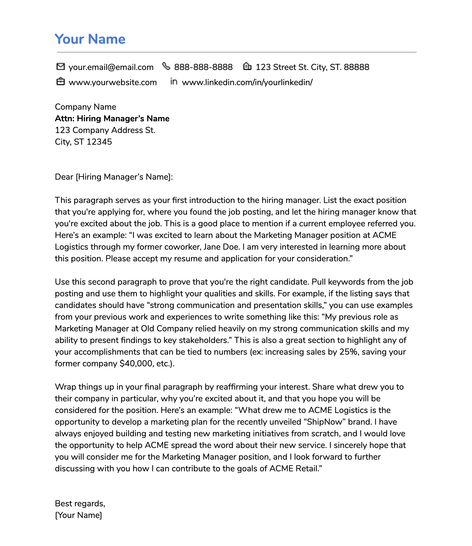 Write Your Cover Letter With Our Free Template - Top Dollar